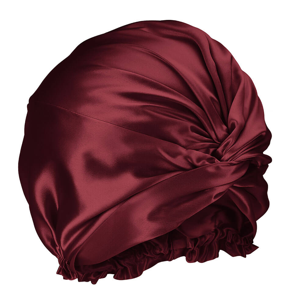 Blissy 100% Silk Bonnet - Burgundy - 100% Mulberry Silk