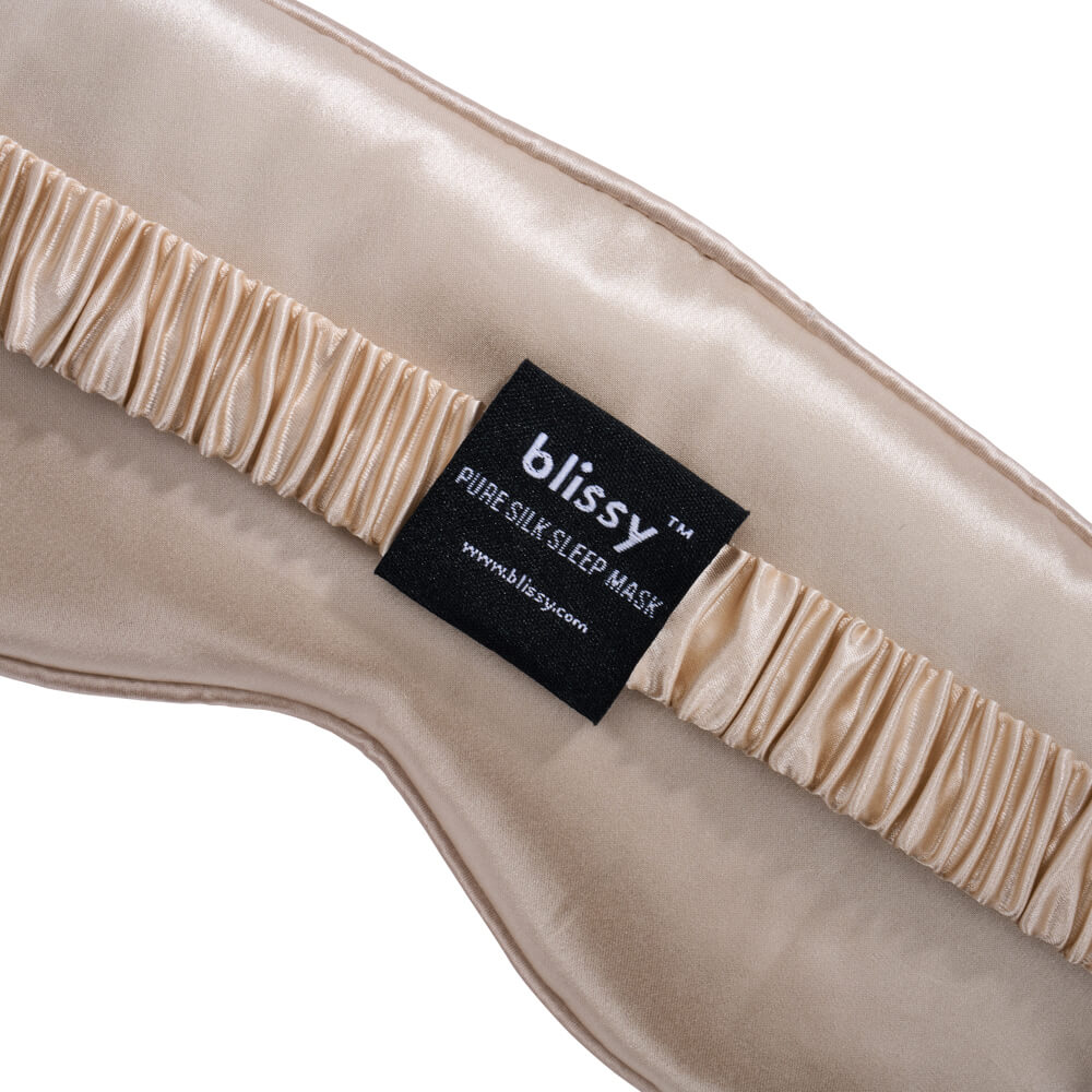 Blissy Silk Sleep Mask - 100% Mulberry 22-Momme - Champagne - Diamond ...