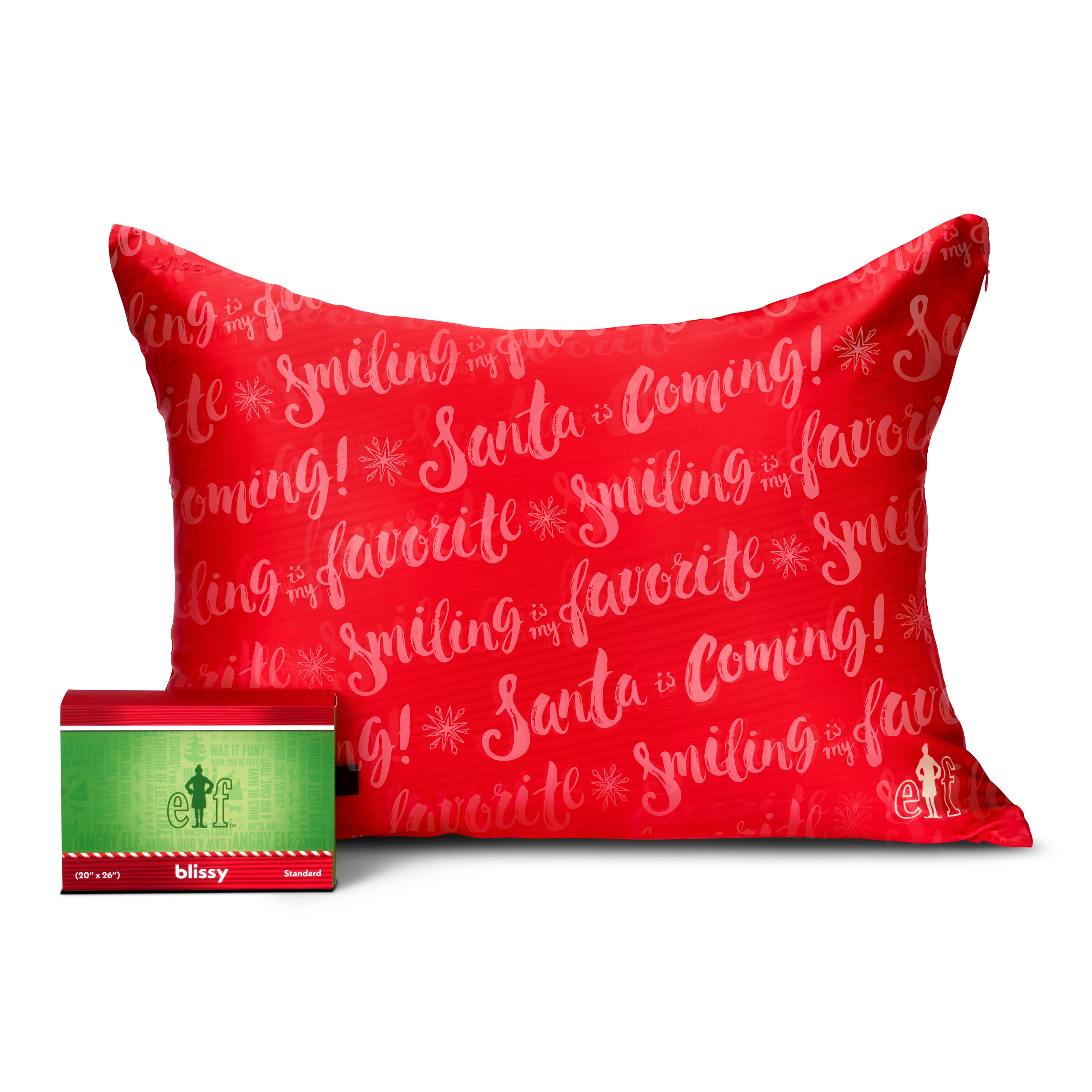 Blissy 100% Mulberry 22-Momme Silk Pillowcase - Elf “Santa Is Coming ...