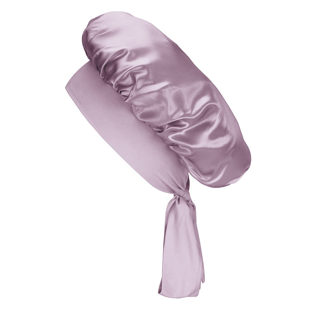 Blissy 100% Silk Bow Bonnet - Lavender - 100% Mulberry Silk