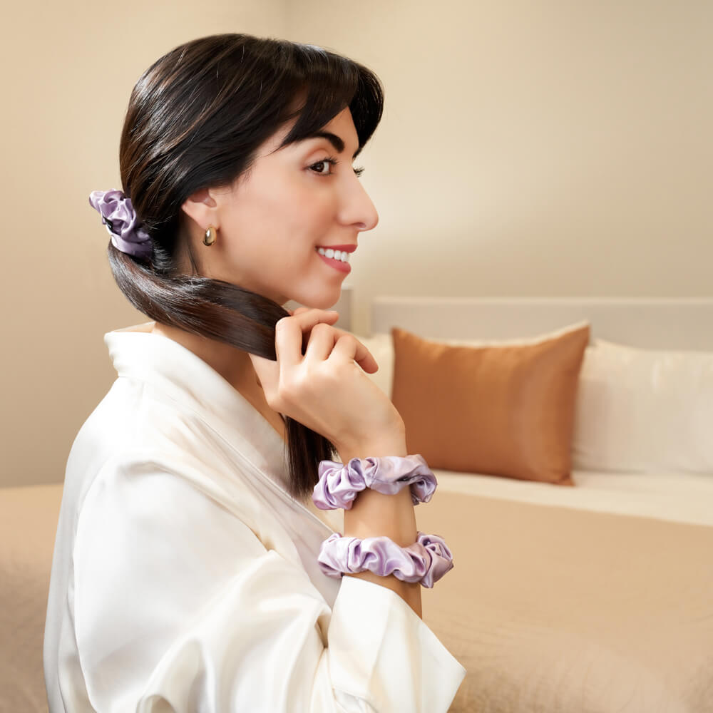 Blissy 100% Silk Scrunchies - Lavender - 100% Mulberry Silk