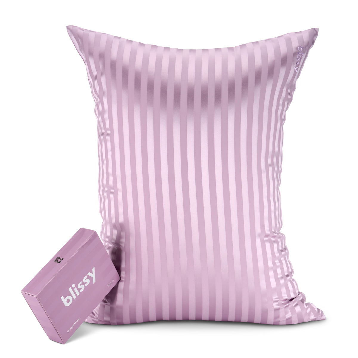 Blissy 100% Mulberry 22-Momme Silk Pillowcase - Lavender Striped - Standard