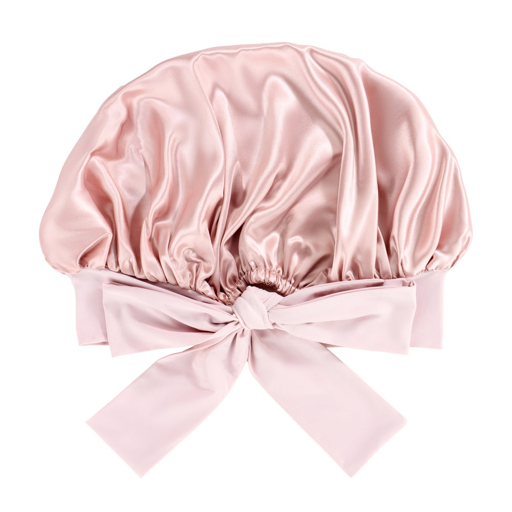 Blissy 100% Silk Bow Bonnet - Pink - 100% Mulberry Silk