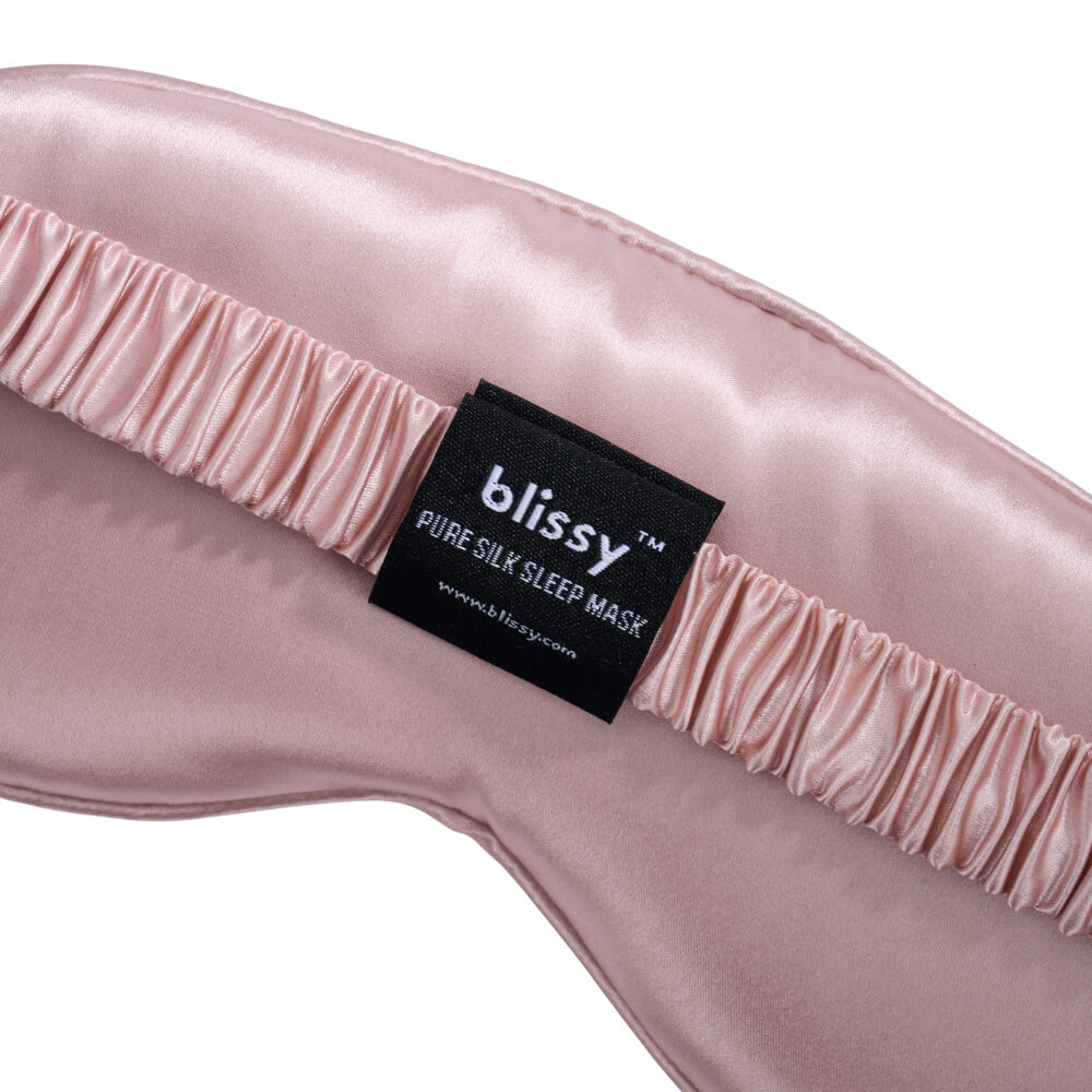 Blissy Silk Sleep Mask - 100% Mulberry 22-Momme - Pink - Diamond Quilted