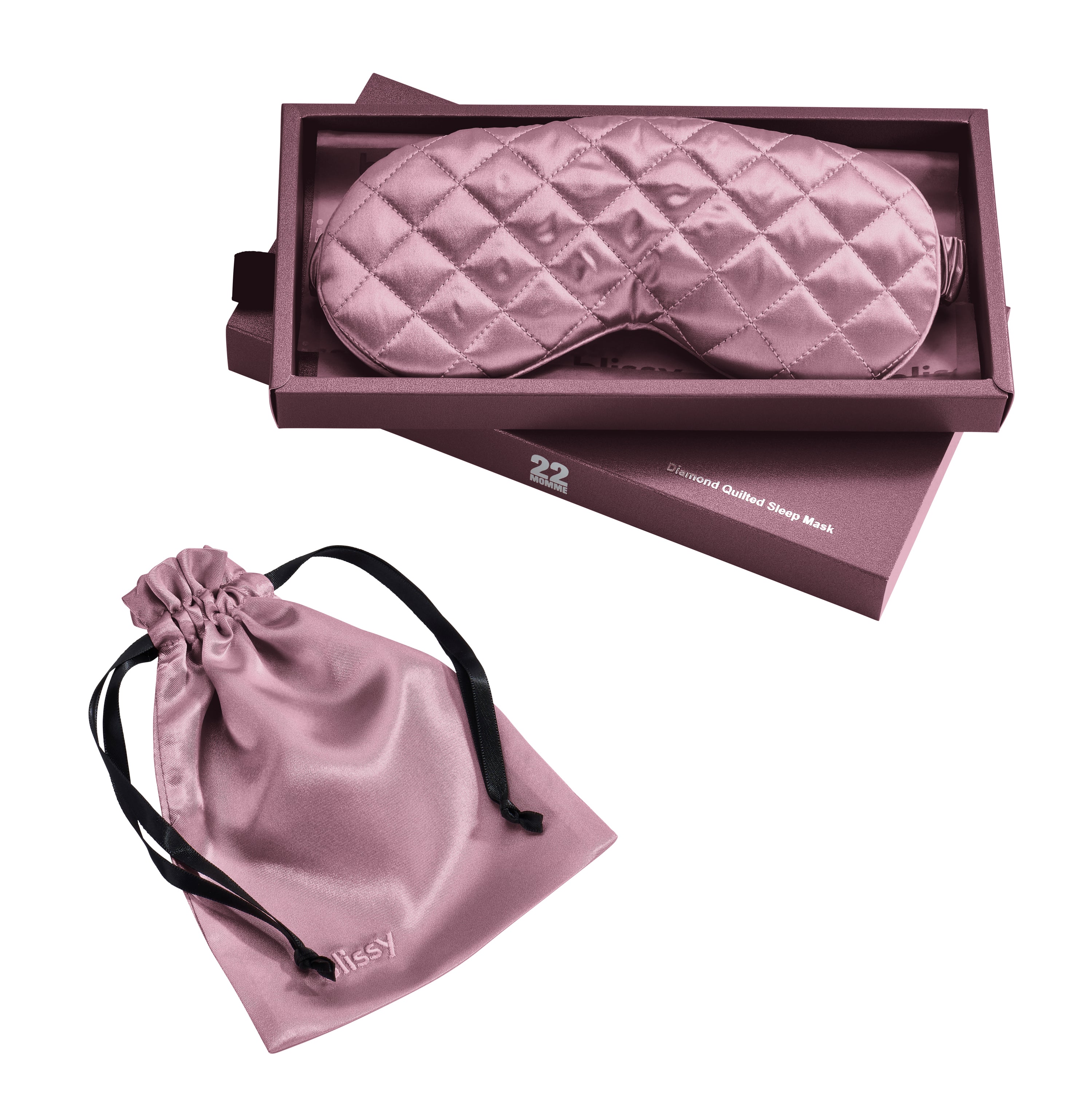 Blissy Silk Sleep Mask - 100% Mulberry 22-Momme - Plum - Diamond Quilted