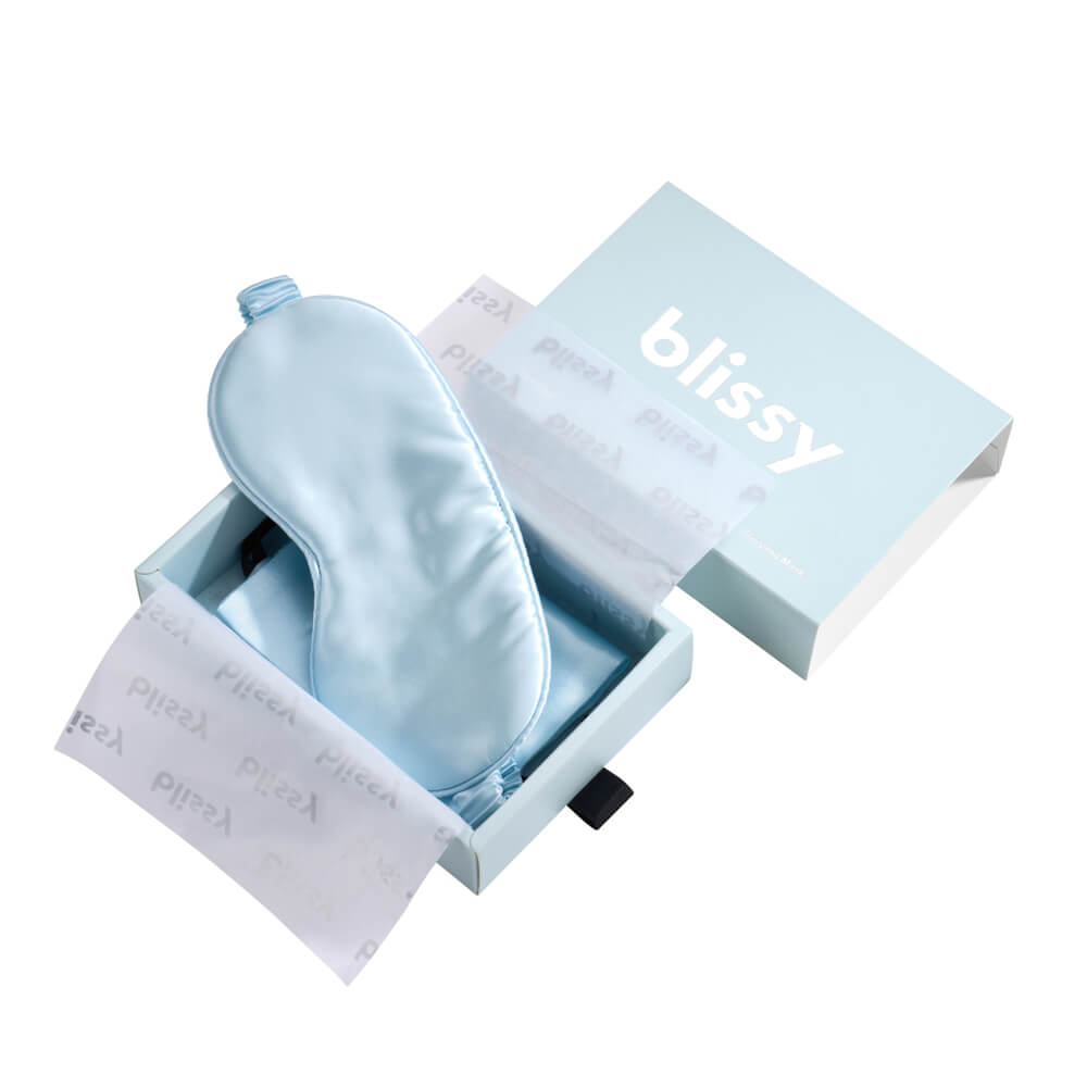 Blissy Silk Sleep Mask - 100% Mulberry 22-Momme - Sky Blue