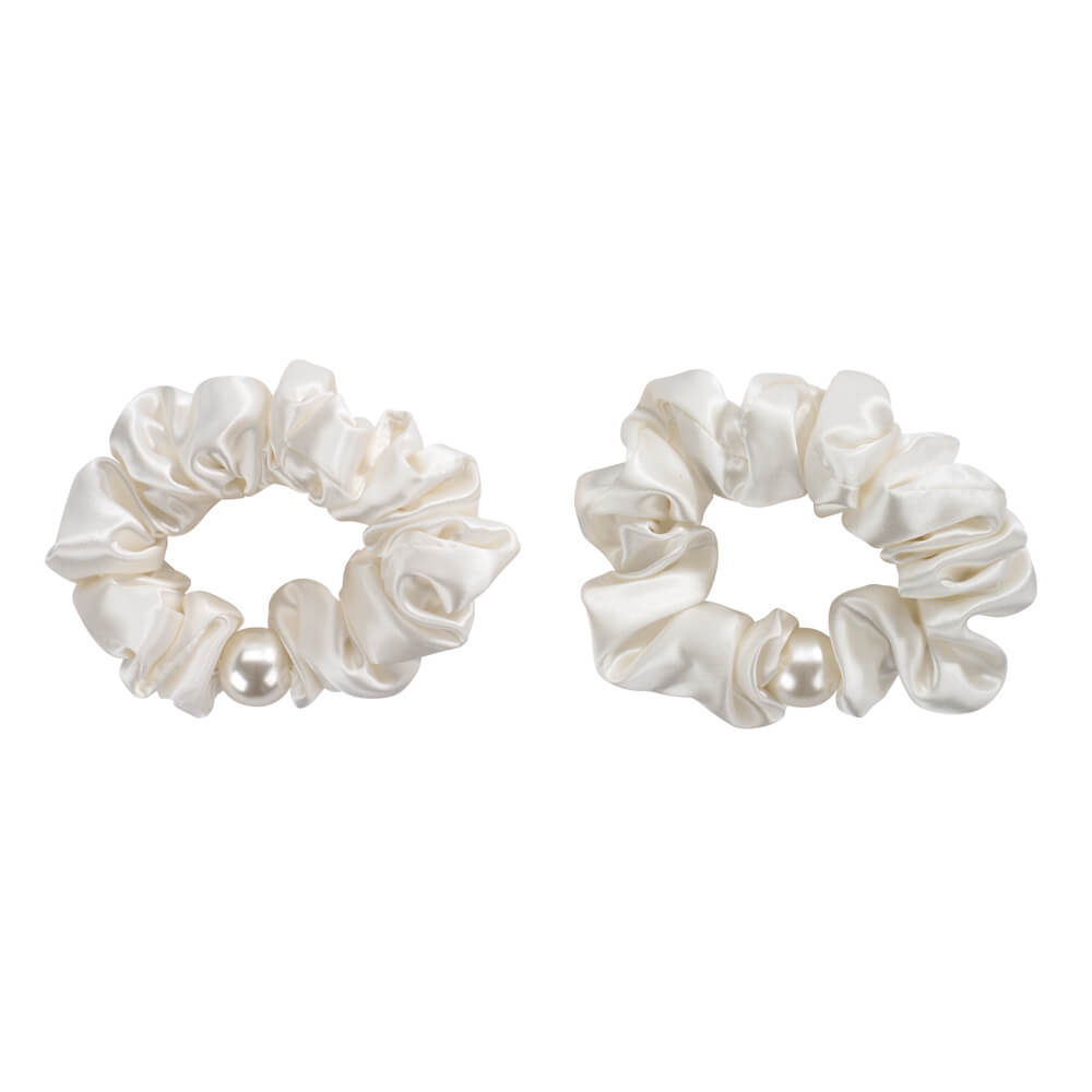 Blissy 100% Silk Scrunchies - White - 100% Mulberry Silk