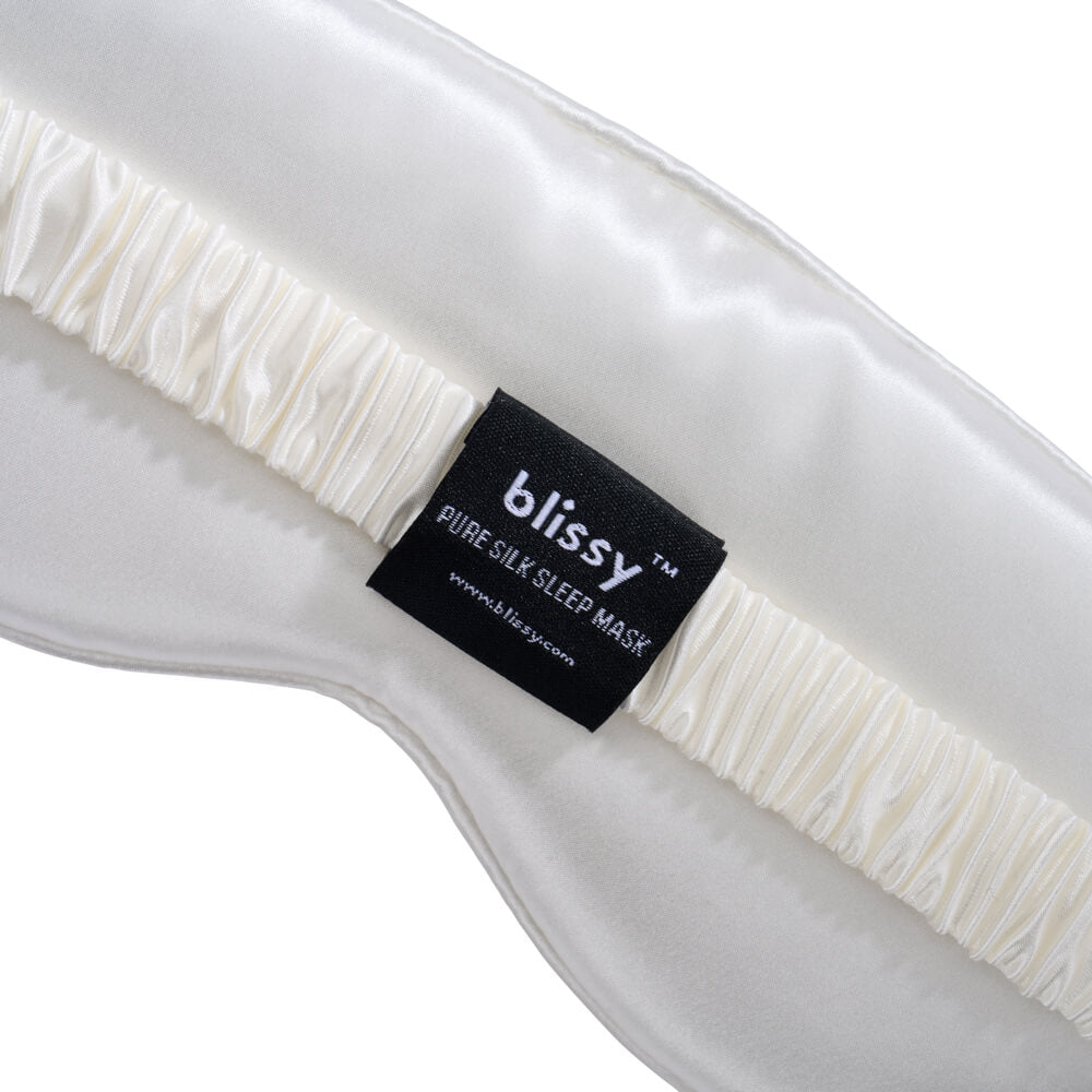Blissy Silk Sleep Mask - 100% Mulberry 22-Momme - White - Diamond Quilted
