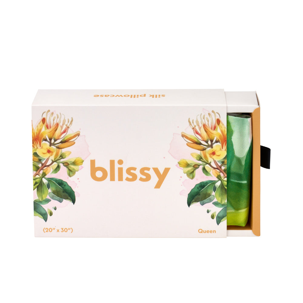 Blissy 100% Mulberry 22-Momme Silk Pillowcase - Zodiac Flower - Aries Honeysuckle - King
