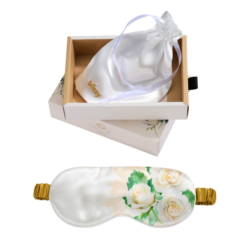 Blissy 100% Mulberry 22-Momme Silk Sleep Mask - Zodiac Flower - Cancer ...