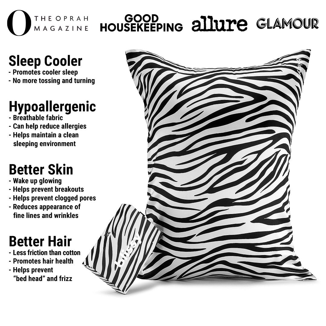 Blissy 100% Mulberry 22-Momme Silk Pillowcase - Zebra - Queen
