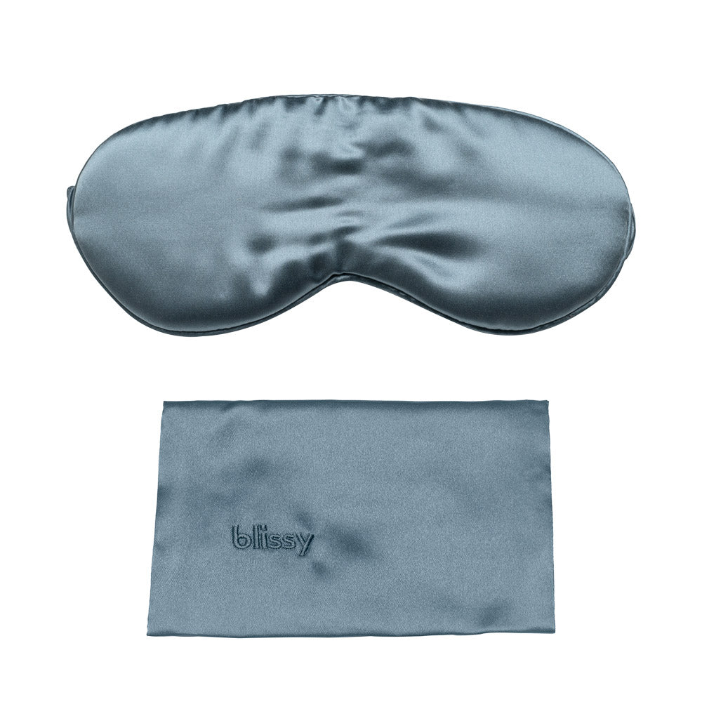 Blissy Silk Sleep Mask - 100% Mulberry 22-Momme - Ash Blue