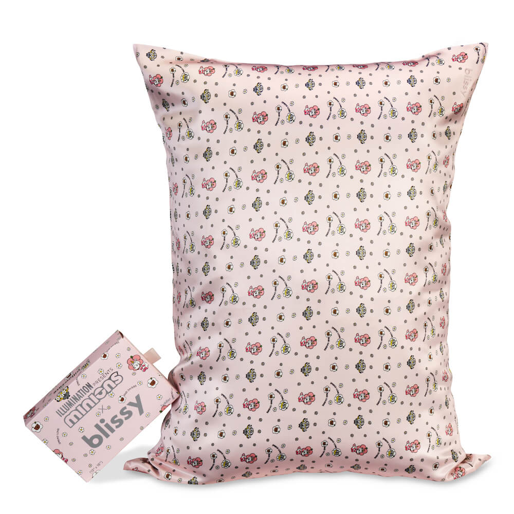 Blissy 100% Mulberry 22-Momme Silk Pillowcase - Pink Bello Daisy ...