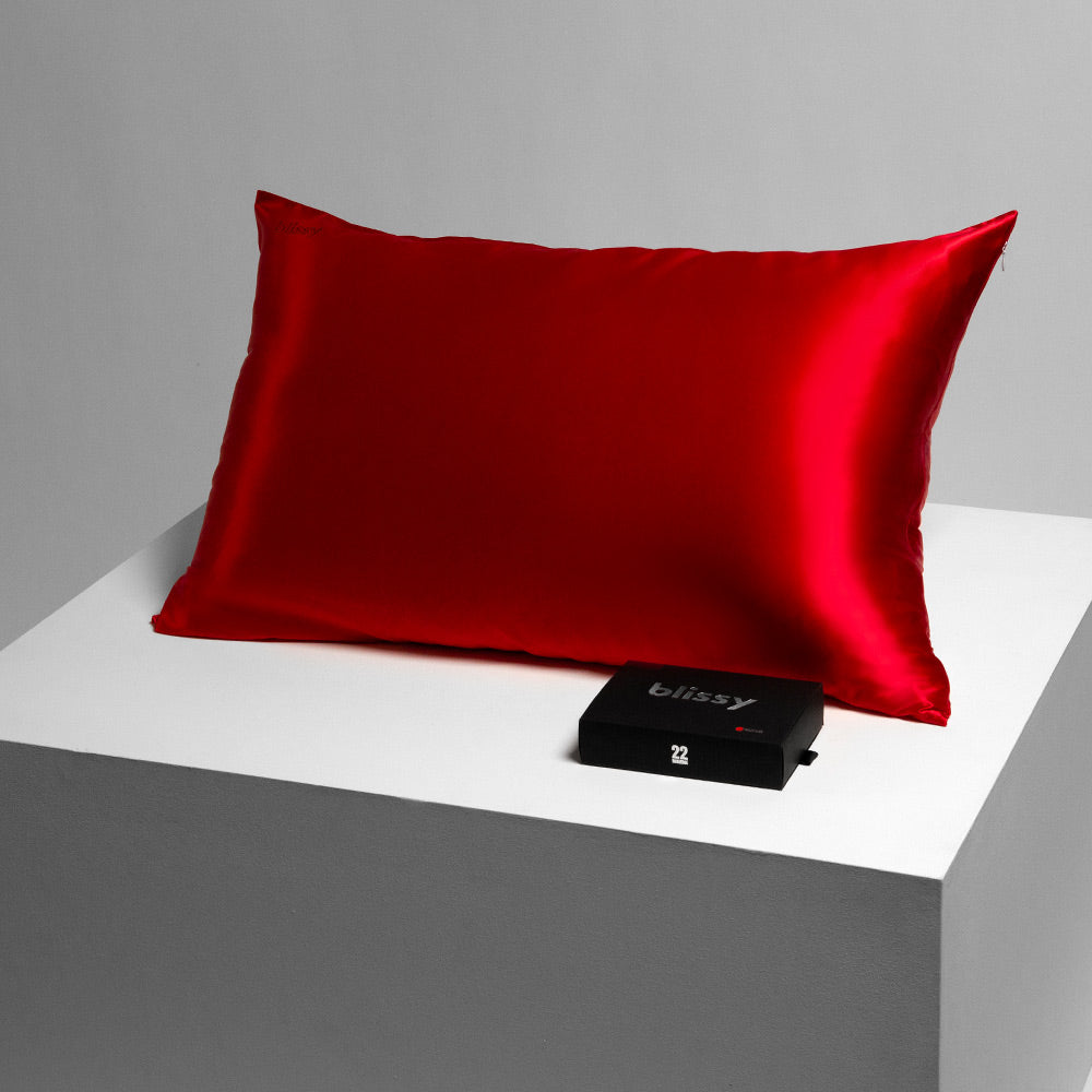 Blissy 100% Mulberry 22-Momme Silk Pillowcase - Red - Standard